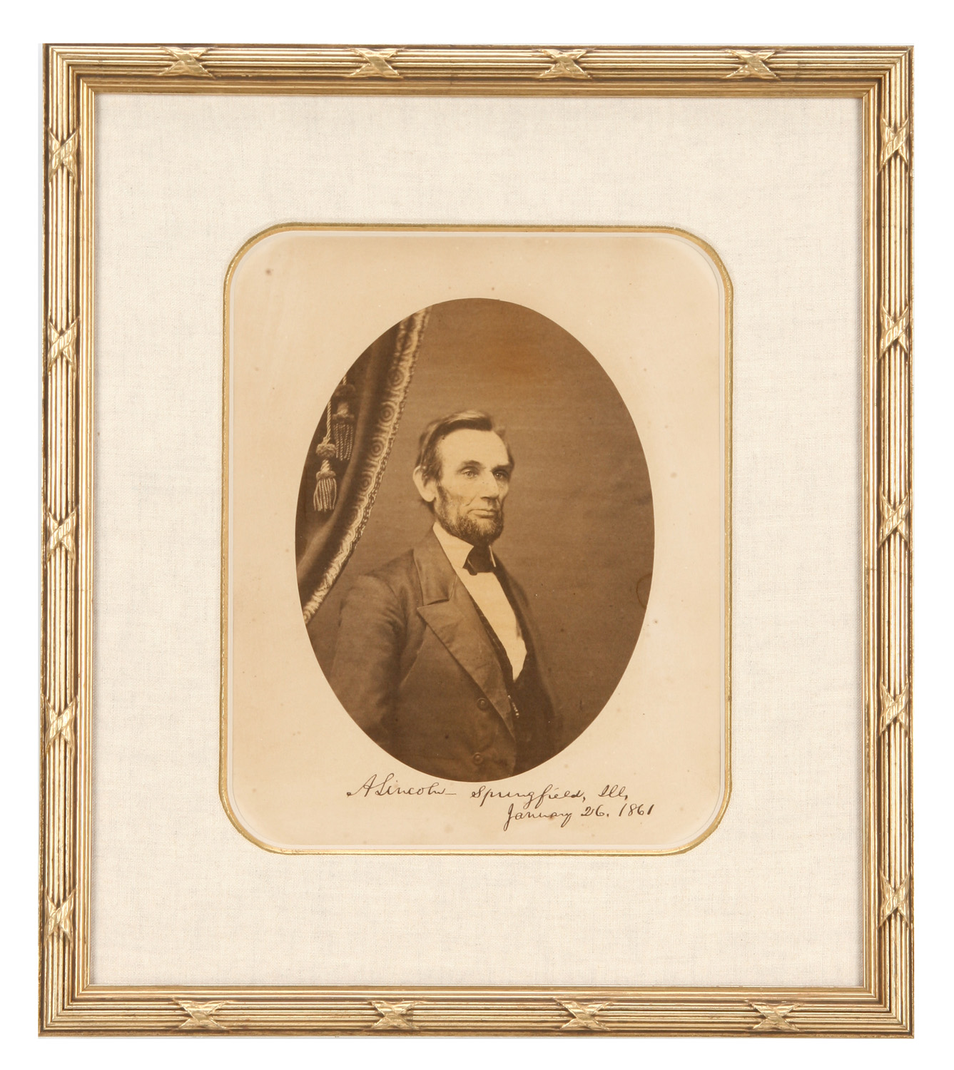1858 Signed Photo of Abraham Lincoln Without Beard