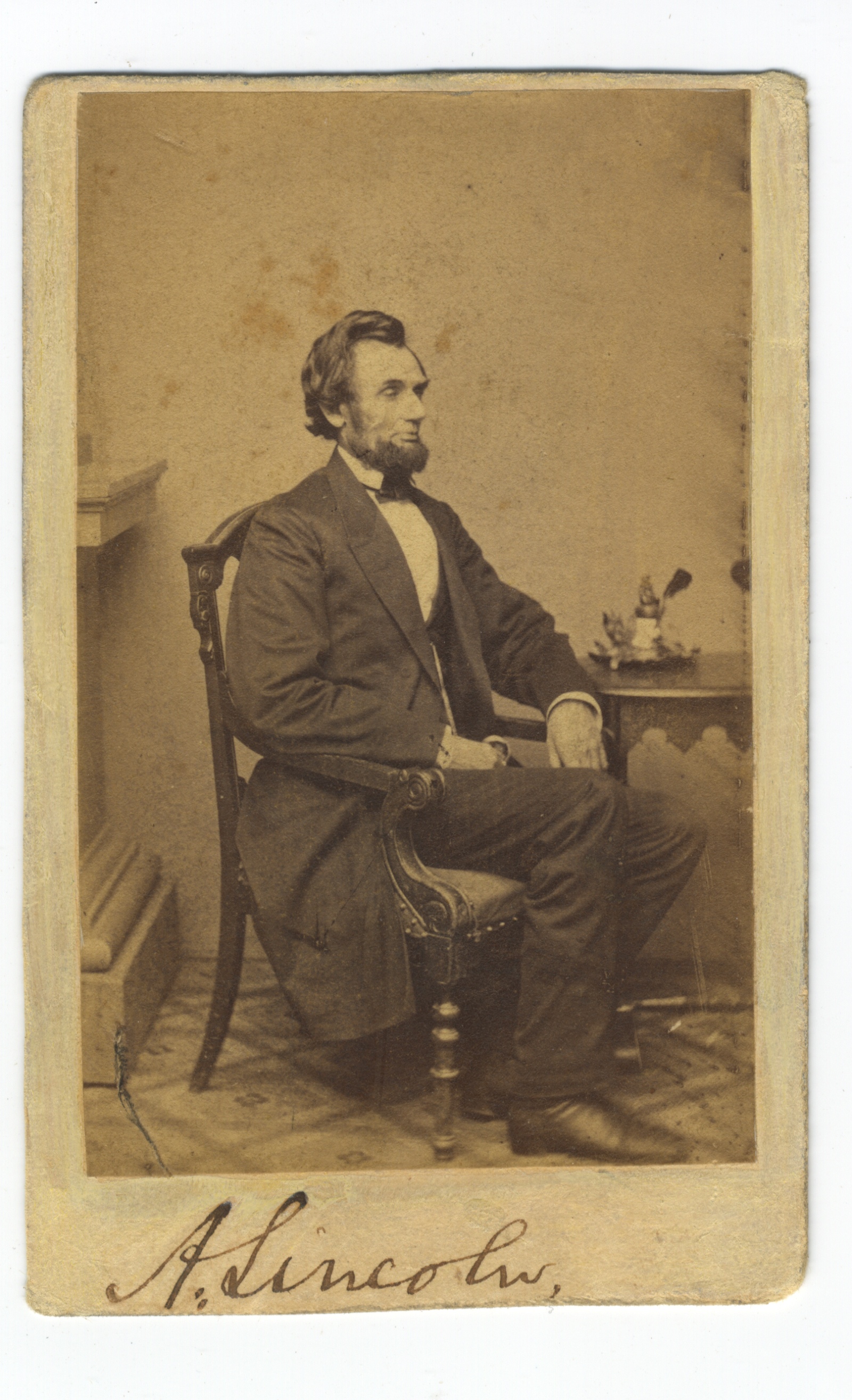 Photograph of Abraham Lincoln as His Beard Grows In, Thanks to Grace Bedell