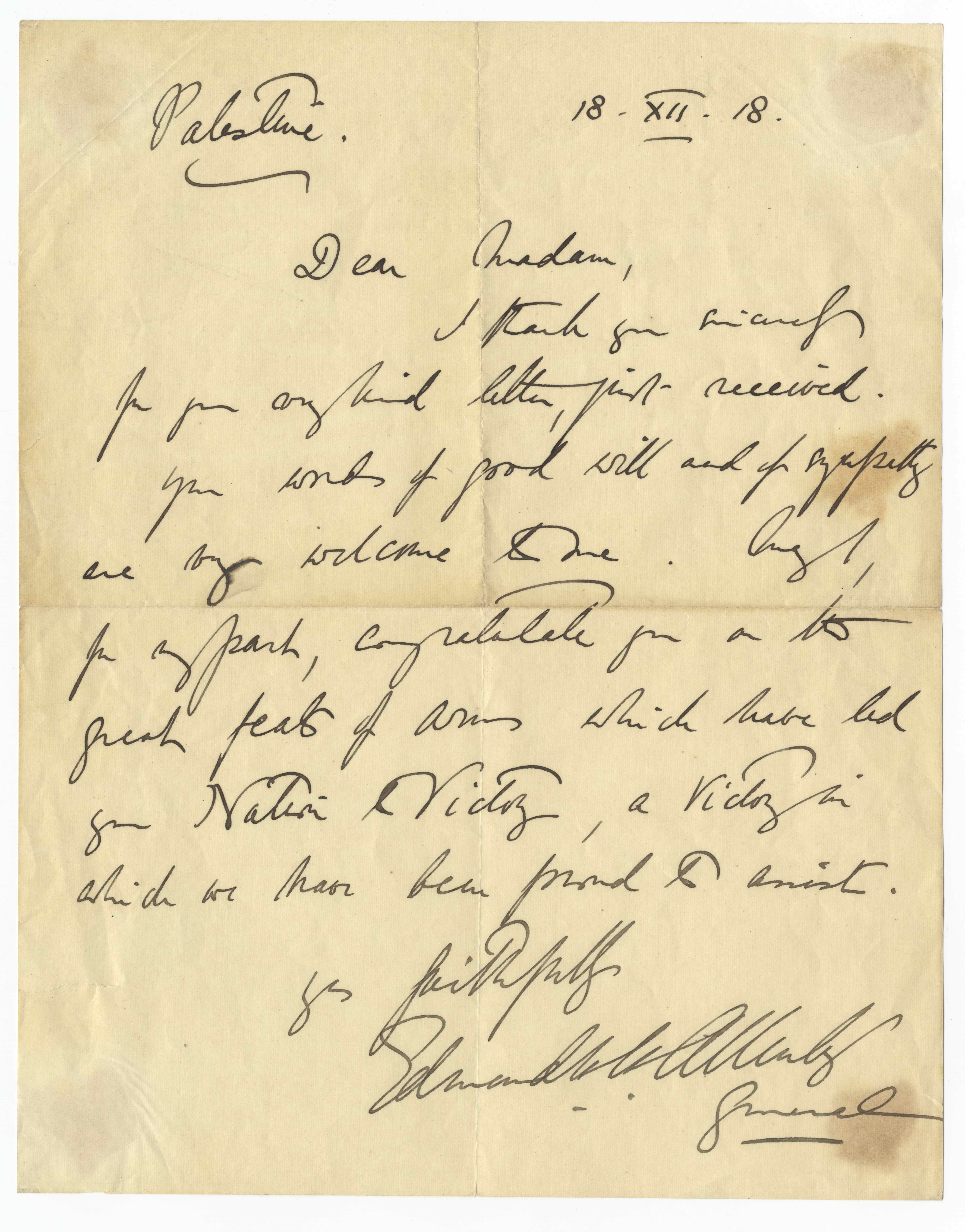 Signed Photo of Edmund Allenby at Jaffa Gate in Jerusalem, 1917 ...