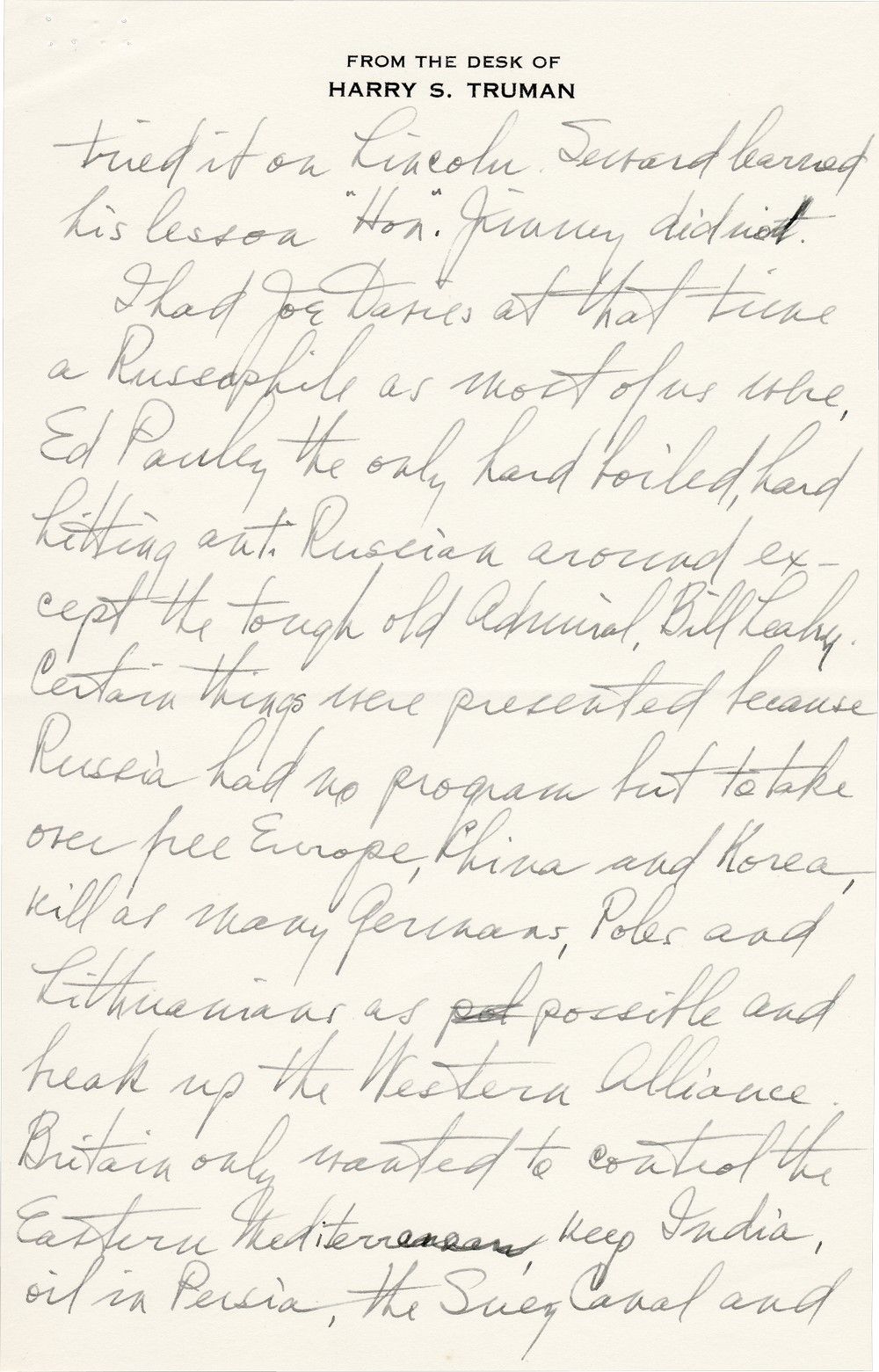 Harry Truman Letter on the Potsdam Conference | Shapell Manuscript ...