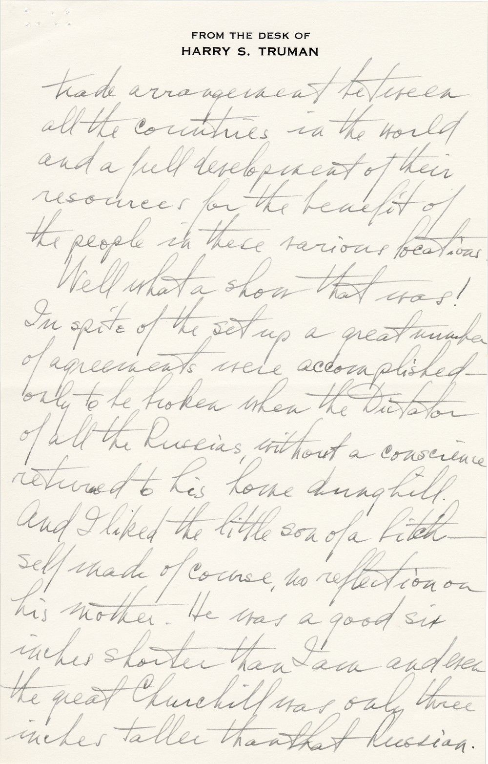 Harry Truman Letter on the Potsdam Conference | Shapell Manuscript ...