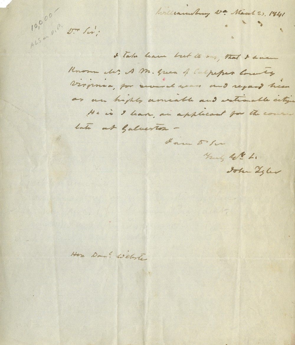 John Tyler as Vice President 1841 | Shapell Manuscript Foundation