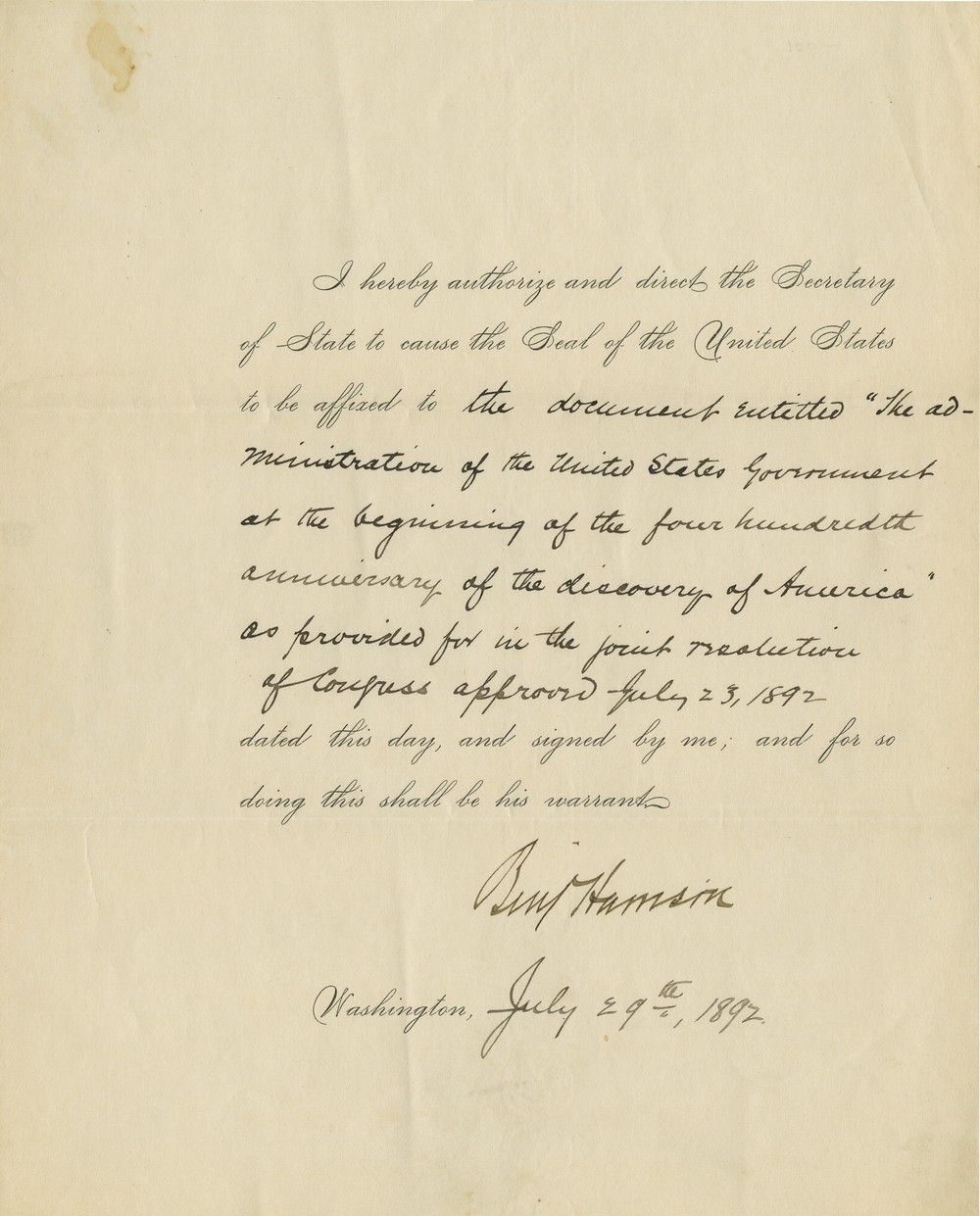 President Benjamin Harrison: Celebrating the 400th Anniversary of ...