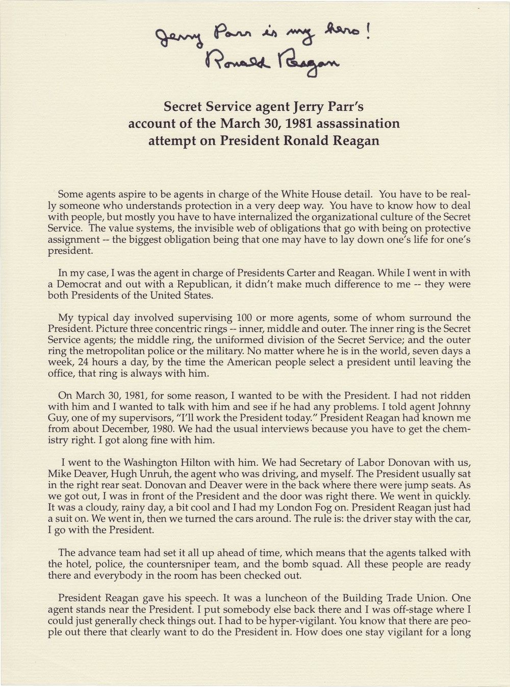 Secret Service Agent Jerry Parr on Reagan Assassination Attempt ...