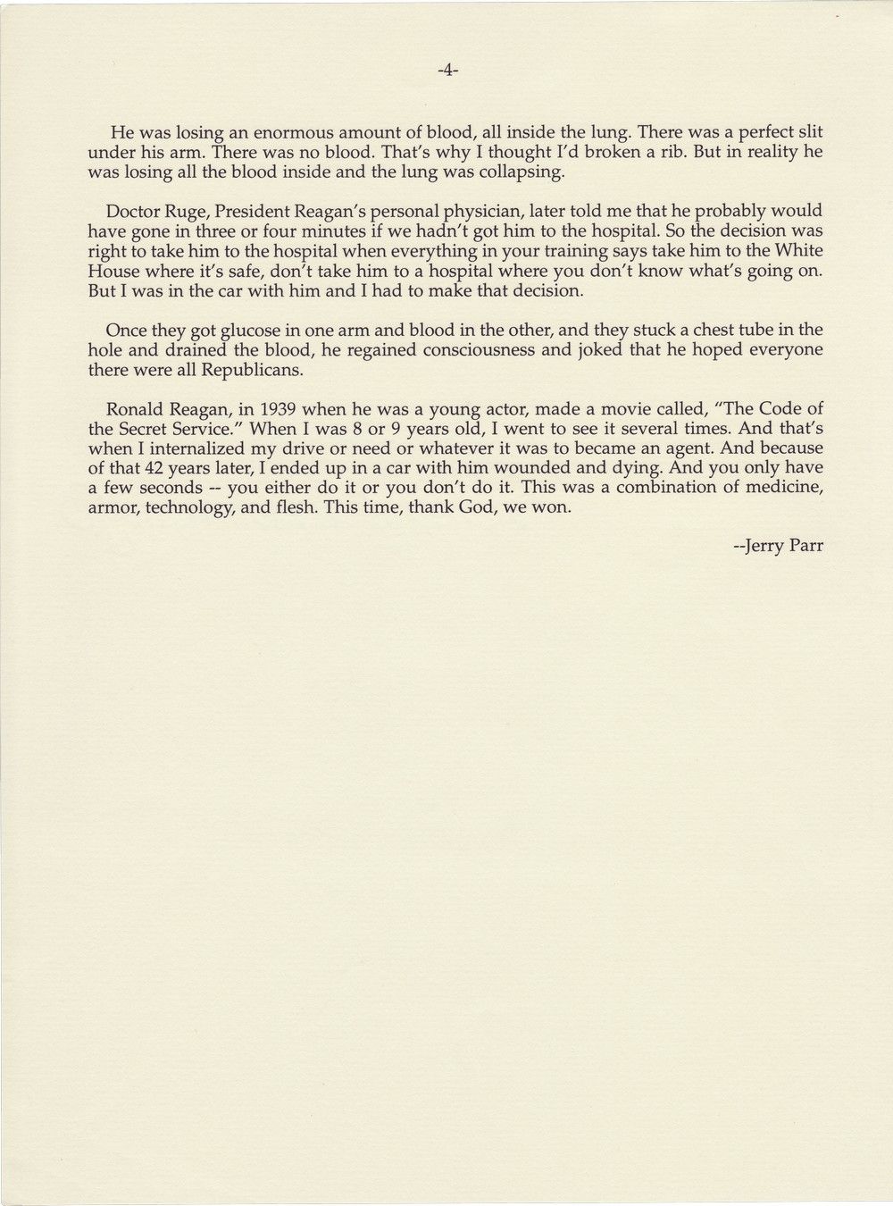 Secret Service Agent Jerry Parr on Reagan Assassination Attempt ...