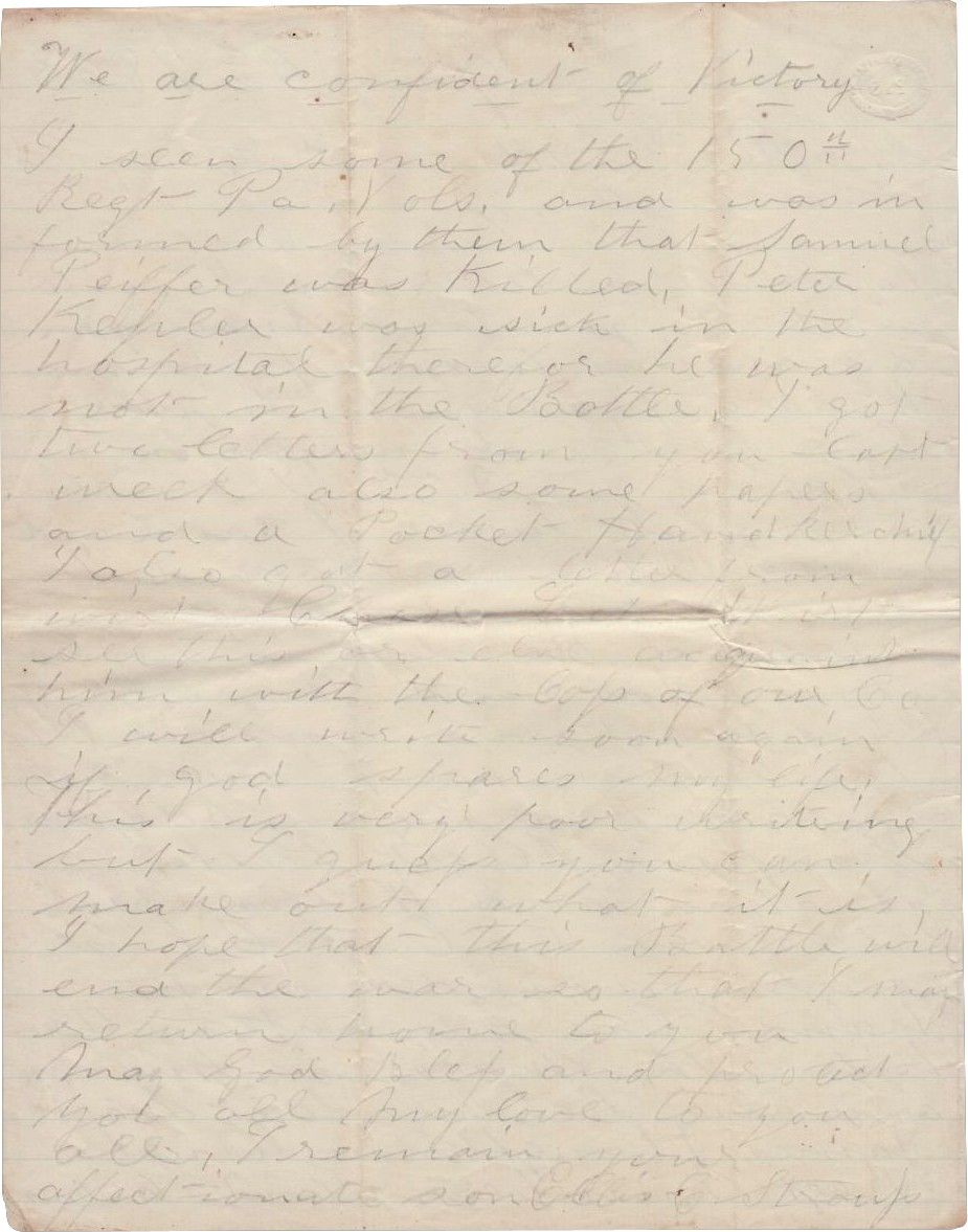 Letters From Gettysburg: A Union Soldier's Letter | Shapell Manuscript ...