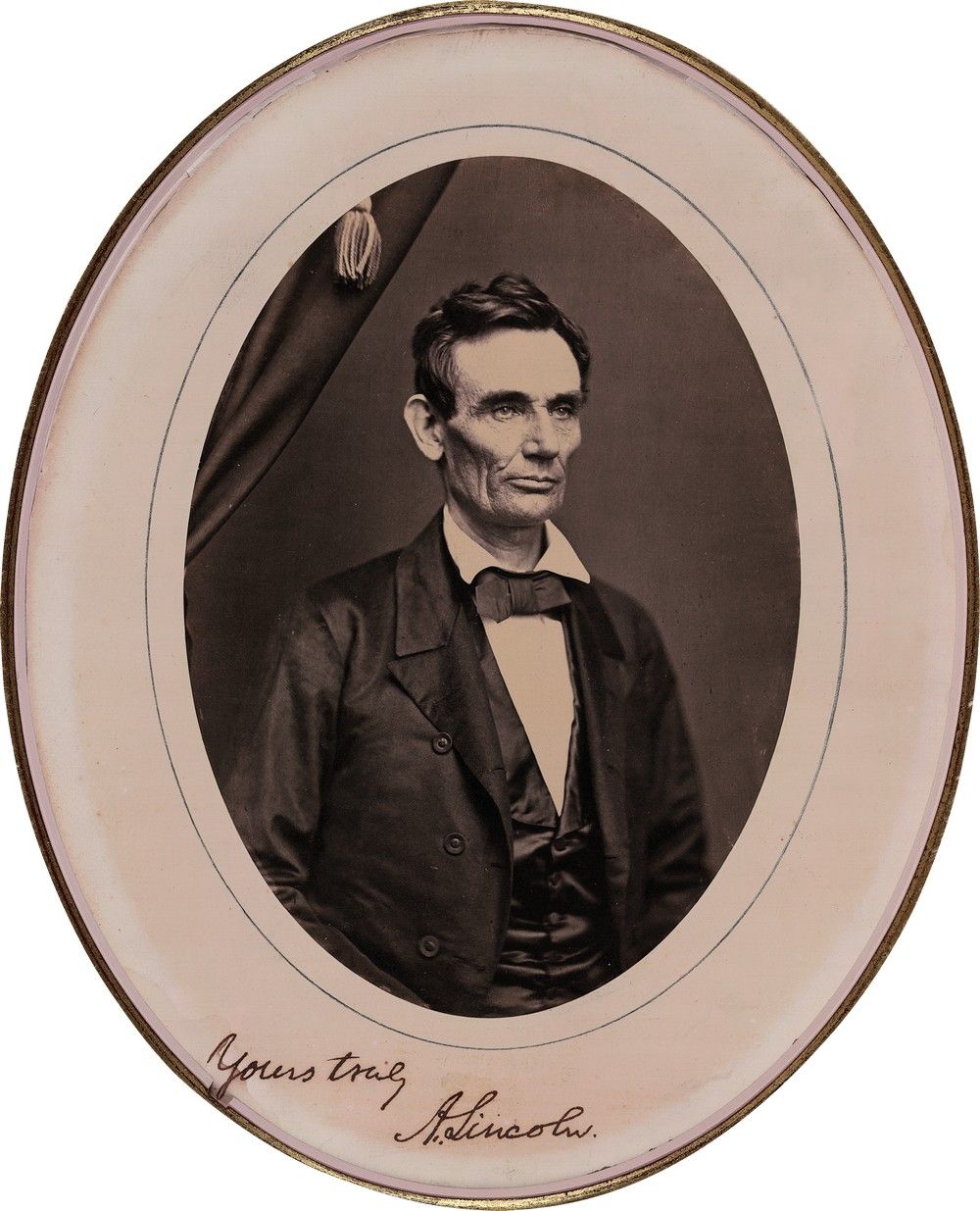 1858 Signed Photo of Abraham Lincoln Without Beard