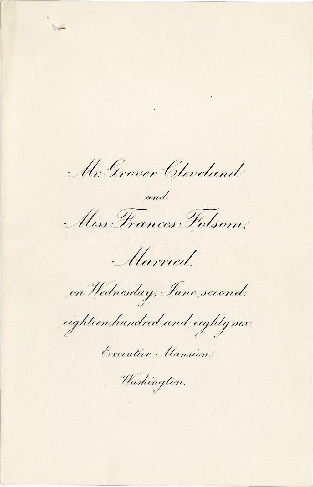 Grover Cleveland Wedding: Married in the White House | Shapell ...