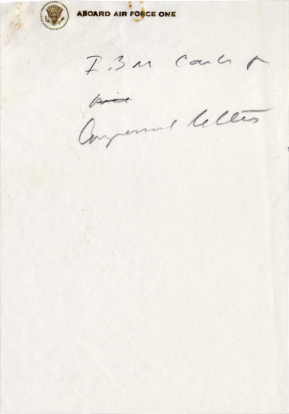 JFK Notes from Air Force One