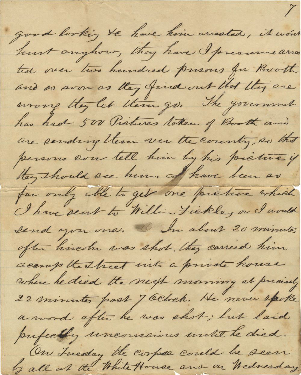 Eyewitness Account of Abraham Lincoln Assassination | Shapell ...