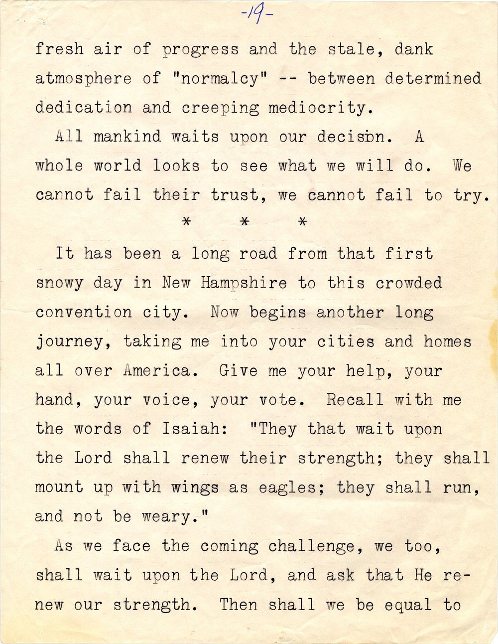 JFK's "New Frontier Speech"of 1960 | Shapell Manuscript Foundation