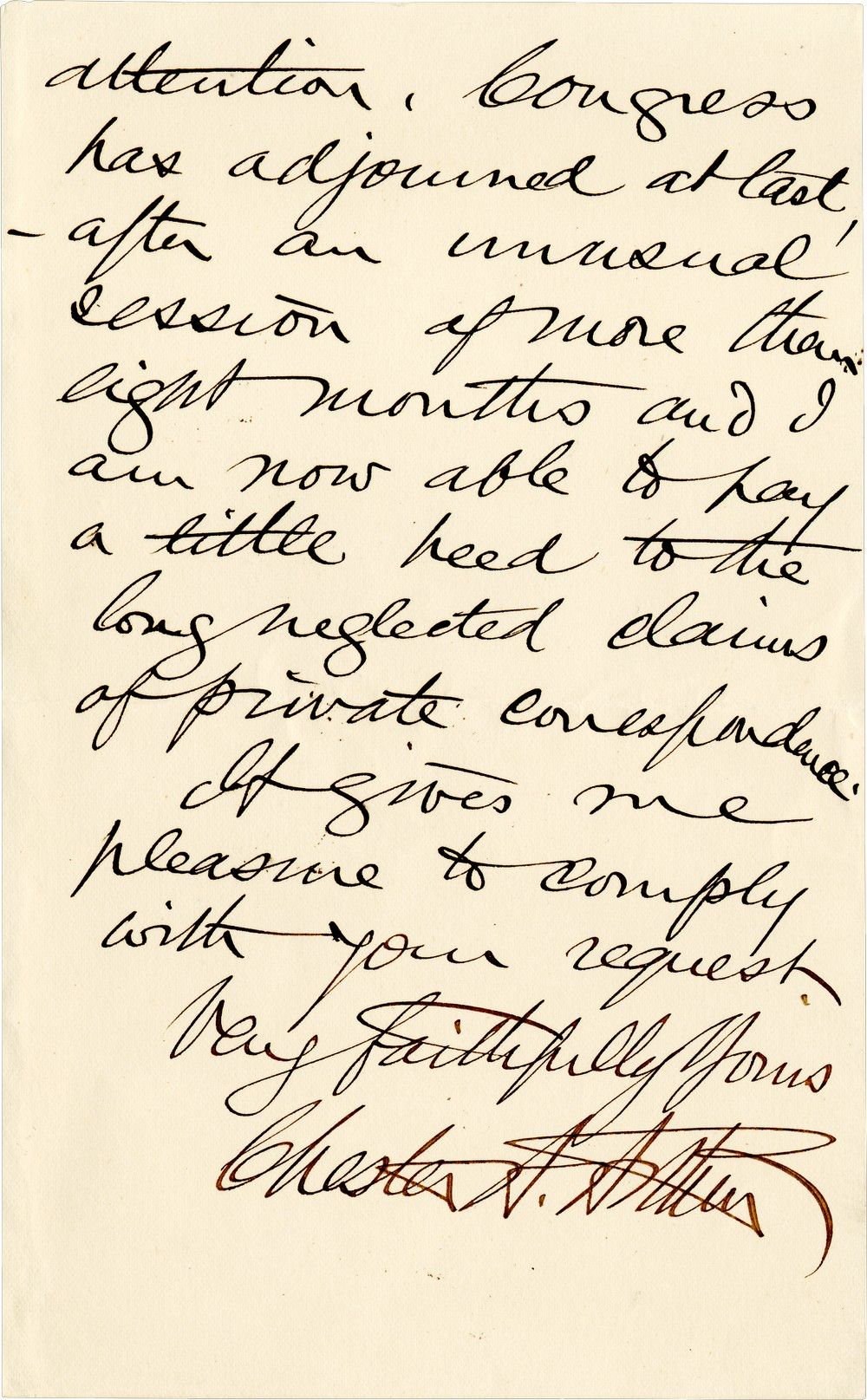 Rare Chester A. Arthur Letter