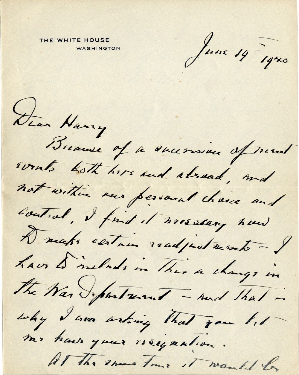 President Franklin D. Roosevelt Fires Isolationist Secretary of War ...