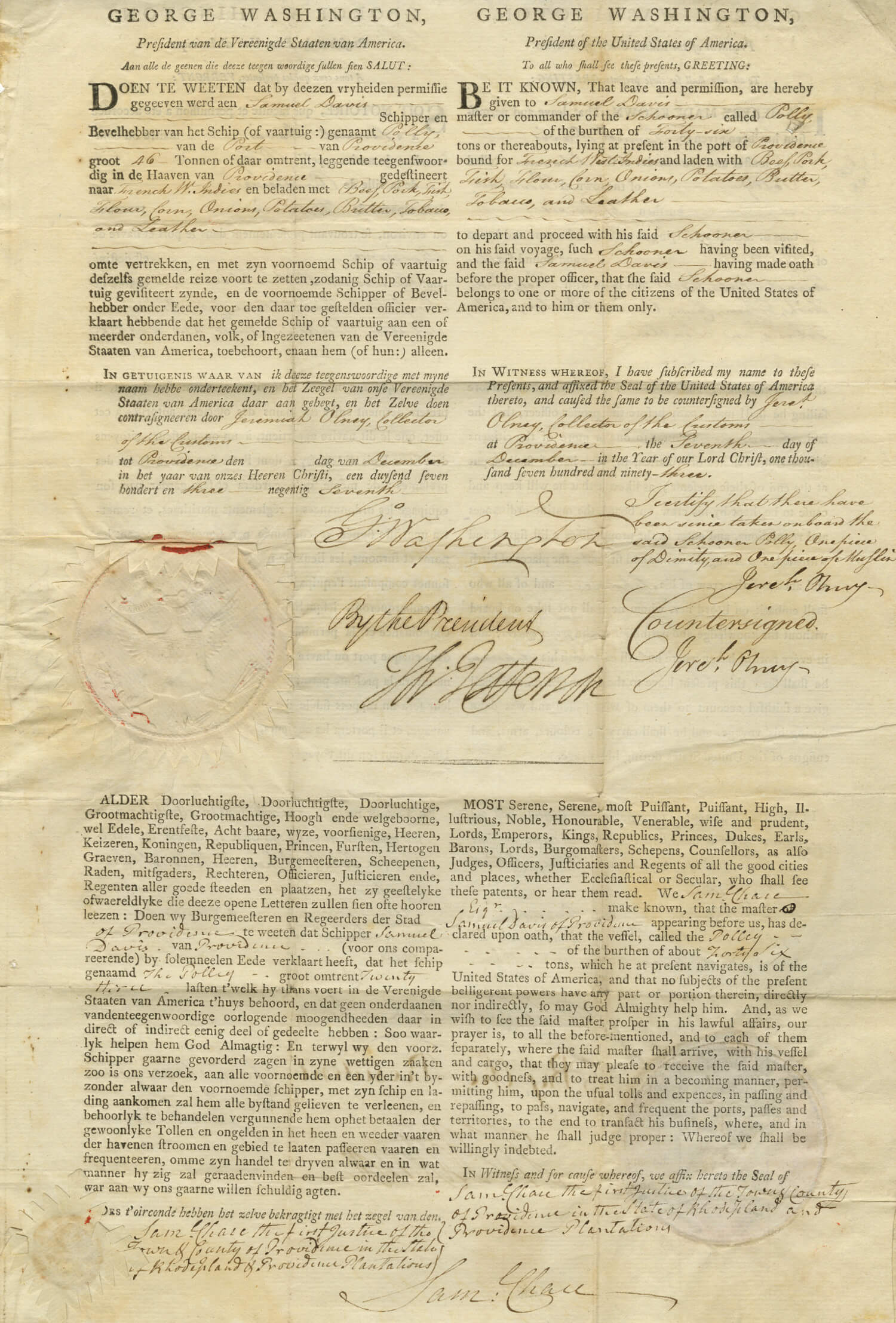 George Washington & Thomas Jefferson Signed Document | Shapell