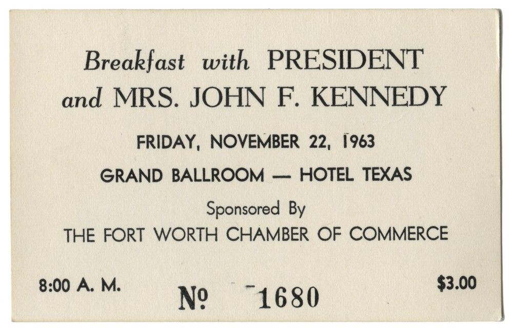Invitation to Texas Breakfast With John F. Kennedy on the Day of His ...